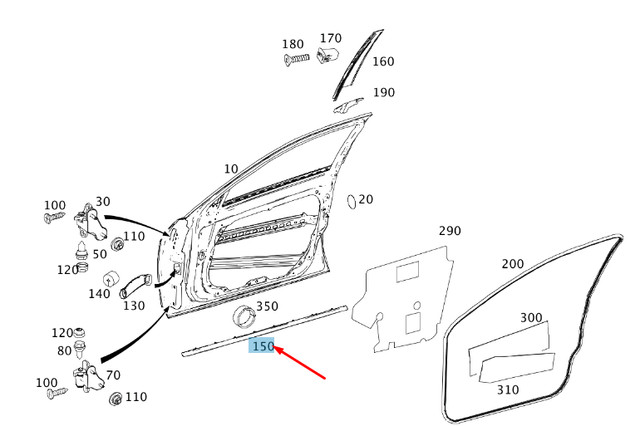 MERCEDES-BENZ E W212 FRONT RIGHT DOOR BOTTOM STRIP A2126904862 ORIGINAL ...