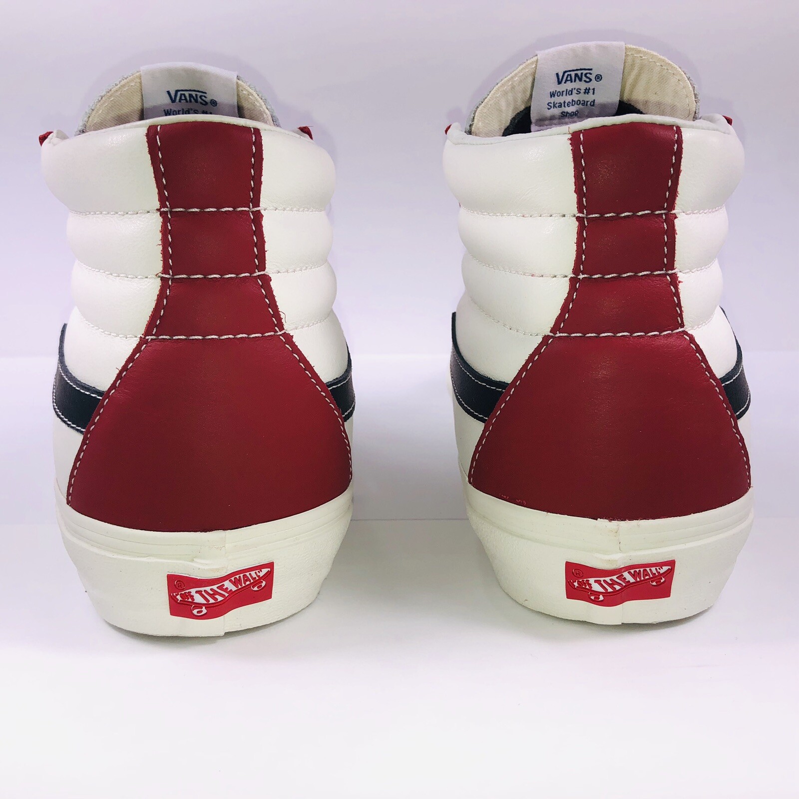 VANS Vault SK8 Hi Leather Chili Pepper Red White High Top Sneaker Mens ...