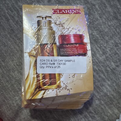 25 Pack Clarins Double Serum + Super Restorative Day Cream Sample Card ...