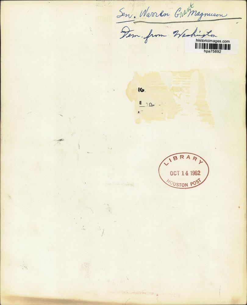 1962 Press Photo Warren Grant Magnuson, Washington Democrat senator ...