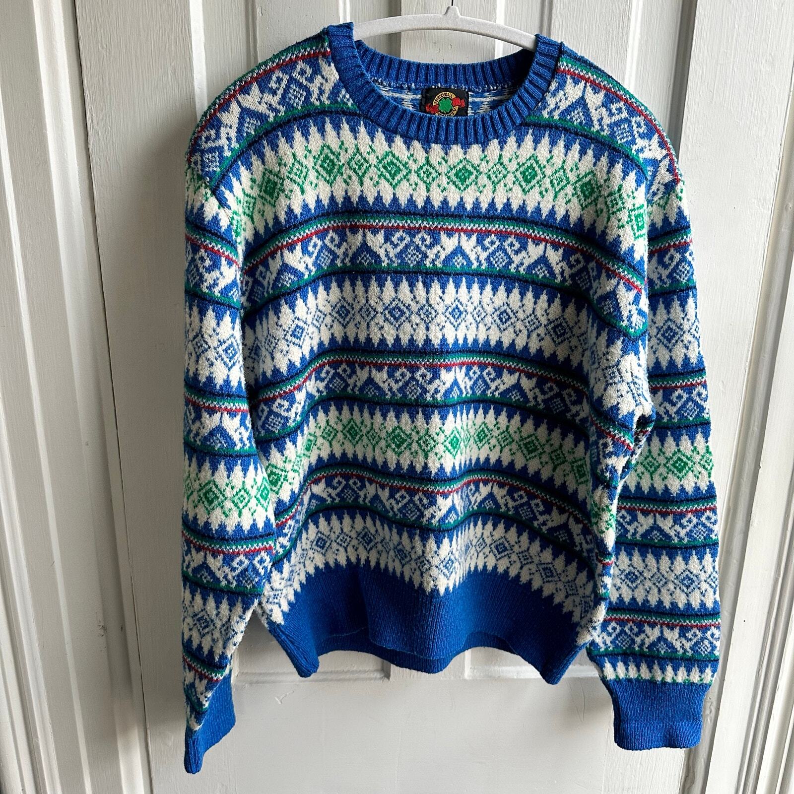 Vintage Iredel County Fair Isle Sweater Wool - Gem