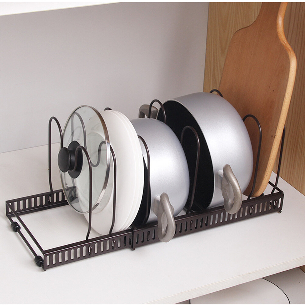 Retractable Pot Pan Lid Rack Dish Storage For Cabinet Kitchen Holder ...