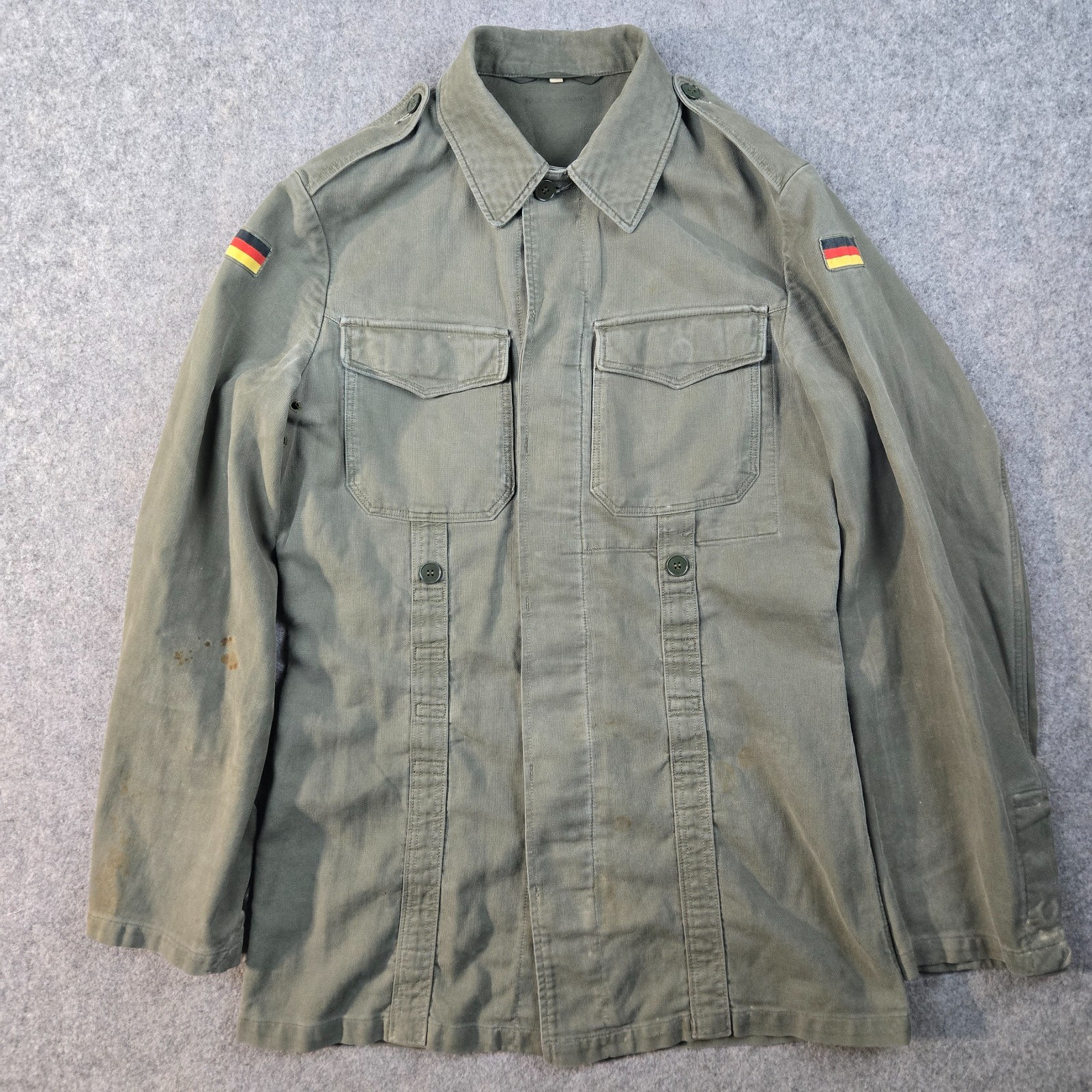 Vintage German Moleskin Army Field Jacket Mens 10 Medium Green Military ...