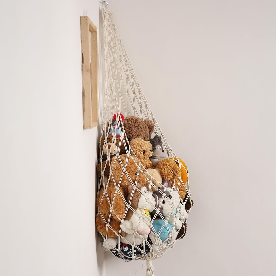 Stuffed Animal Storage Organizers Corner Hanging Net Stuffy Animal ...