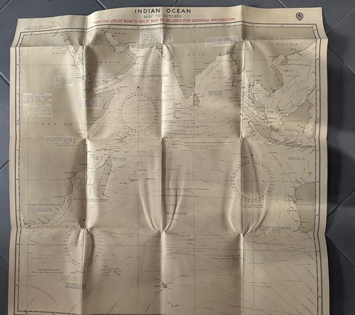 carta nautica navale INDIAN OCEAN Sir John Edgell 1942 telata | eBay