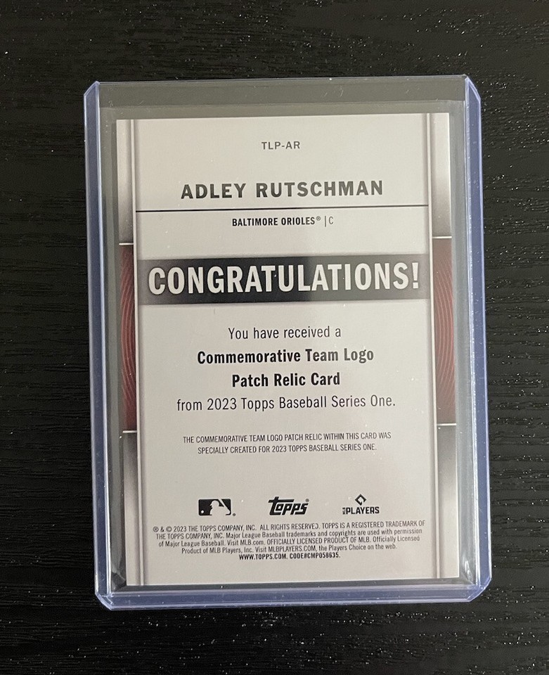 Adley Rutschman 2023 Topps RC Commemorative Team Logo Patch Relic Card ...