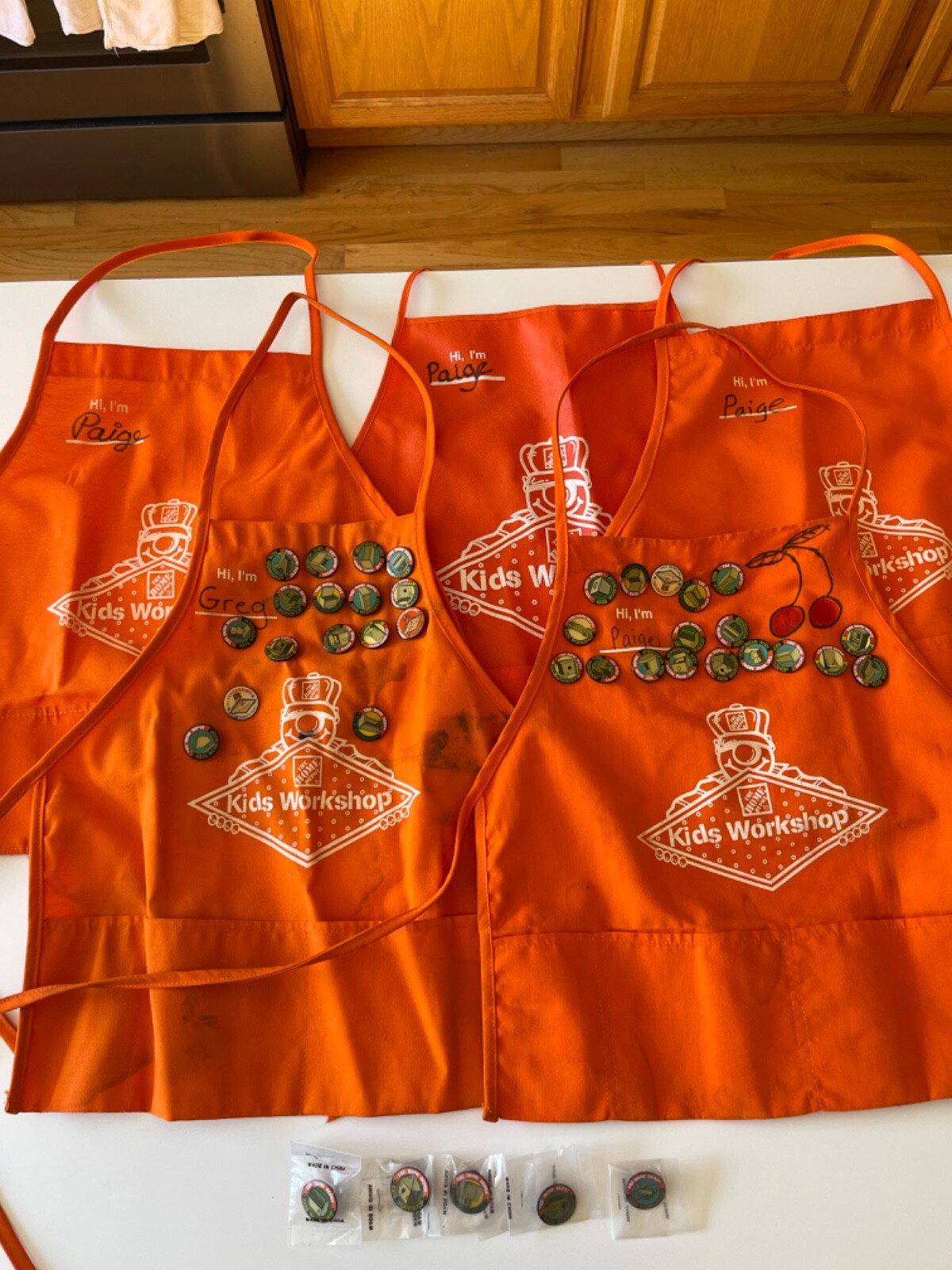 Home Depot Kids Workshop Pins and Aprons | eBay