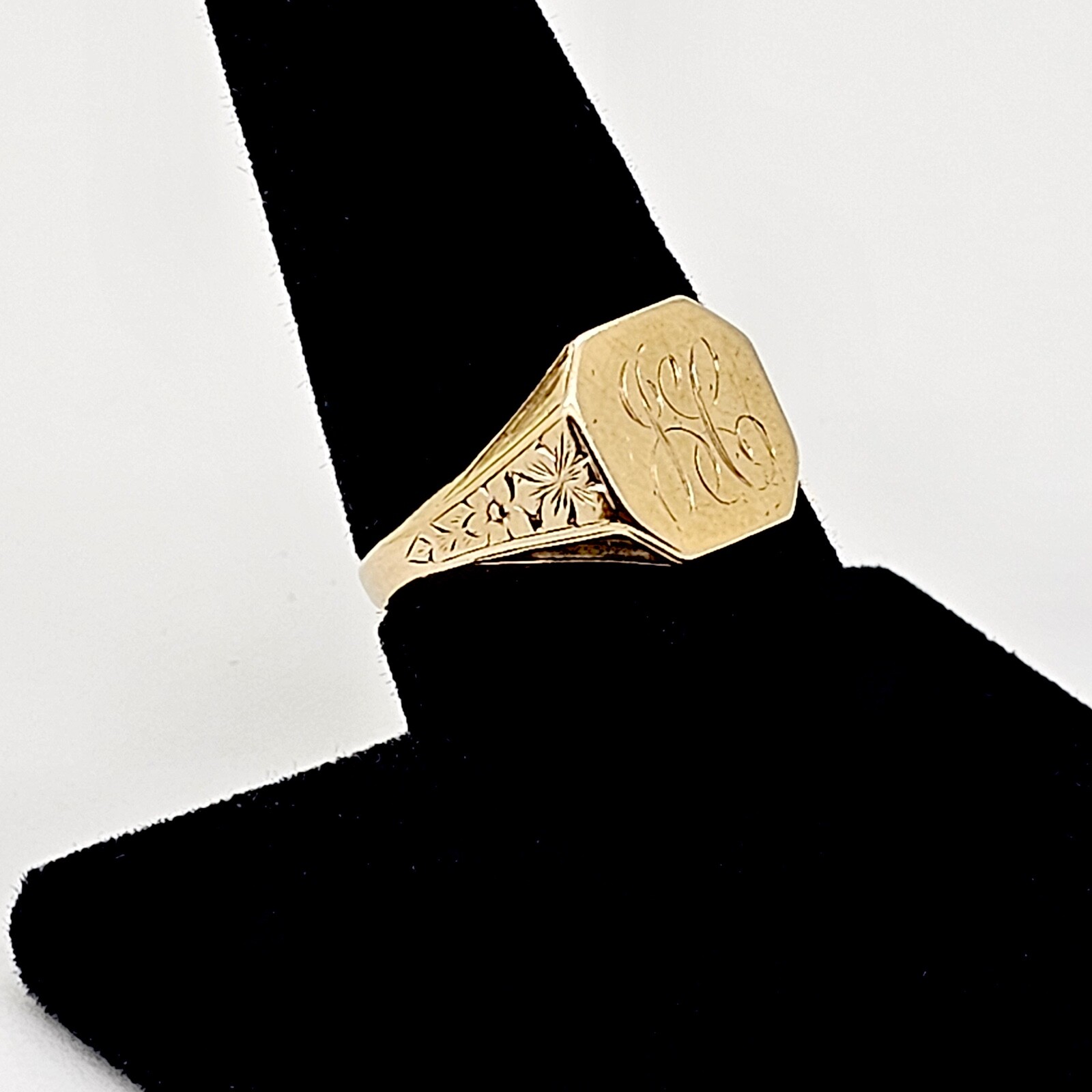 J.R.WOOD ART NOUVEAU 14K SOLID GOLD 'JC' SIGNET RING,8.5 | eBay