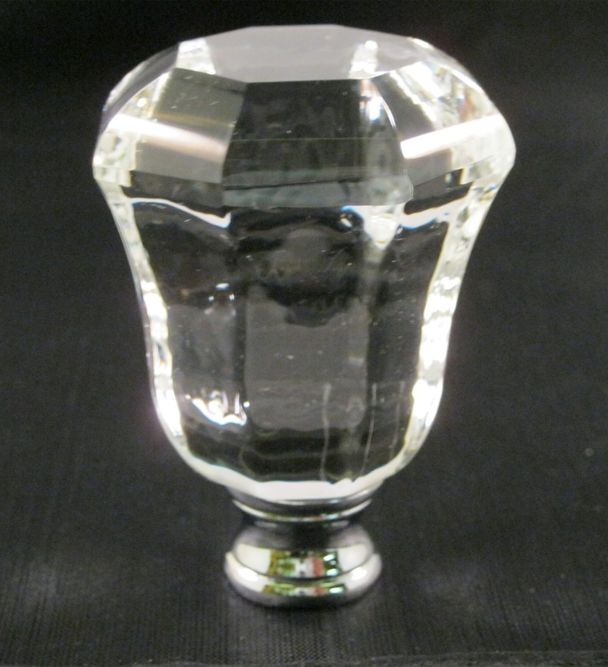 LAMP FINIAL-CLEAR OPTIC CRYSTAL LAMP FINIALS-CHROME/SATIN BRASS BASES ...