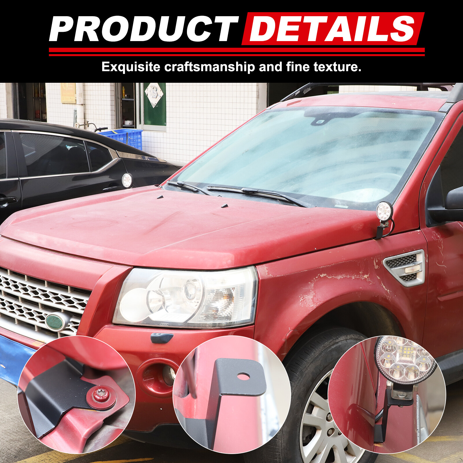 For Land Rover LR2 Hood Mount LED Ditch Mounting Brackets for Off-road ...