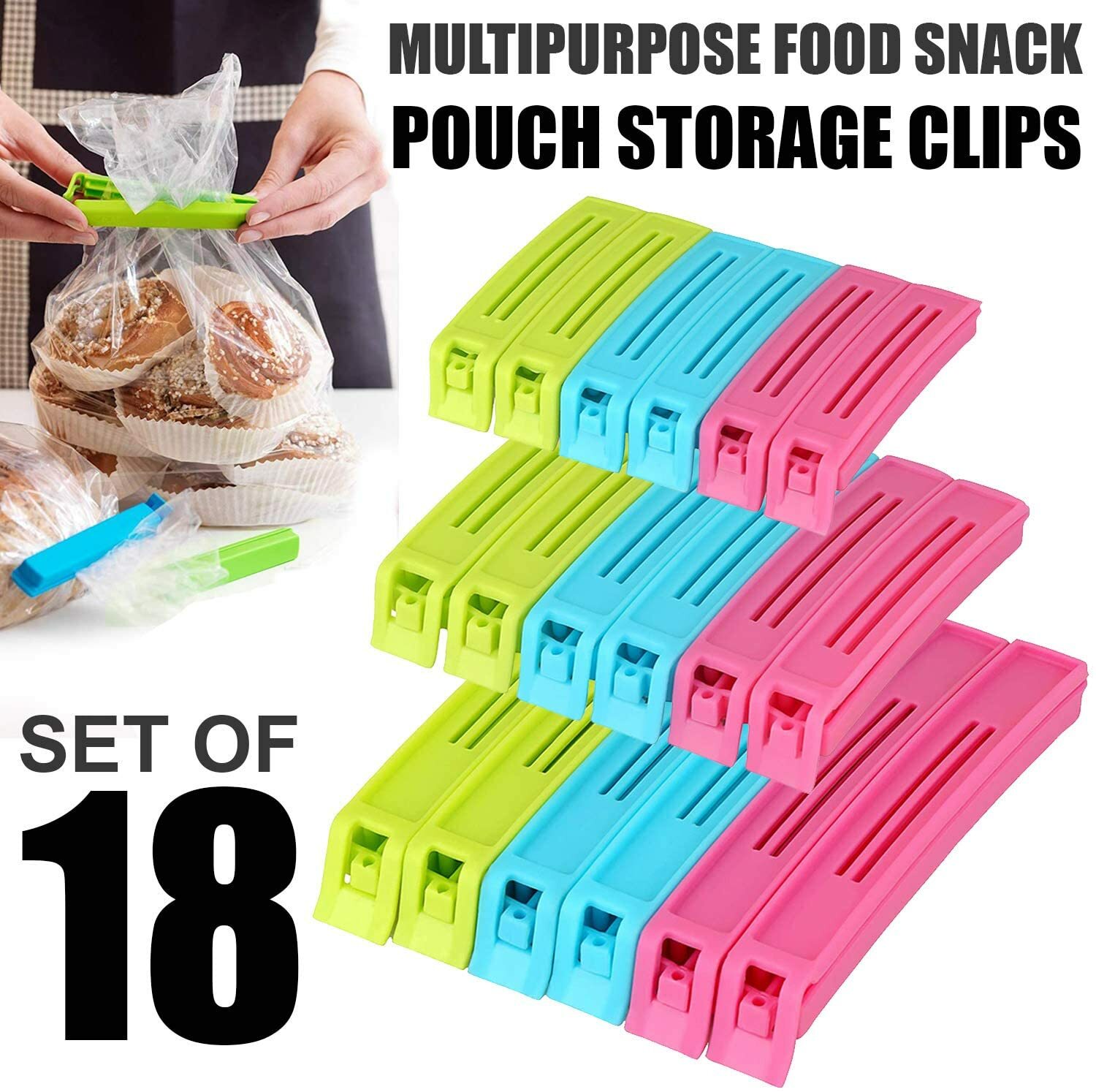 Food Bag Storage Clips Freezer Fridge Sealing Pegs Mixed Sizes ...