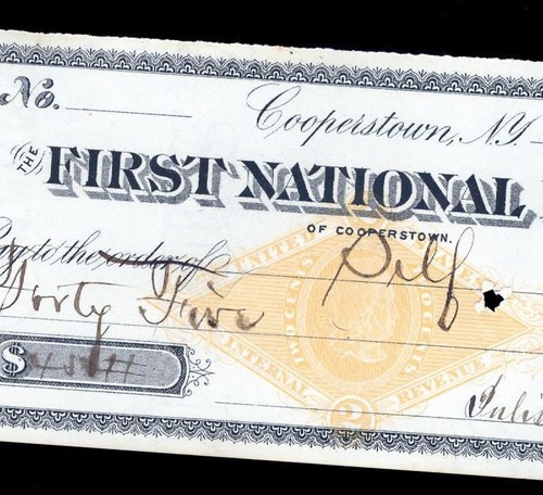 1885 antique CHECK first national bank COOPERSTOWN NY | eBay