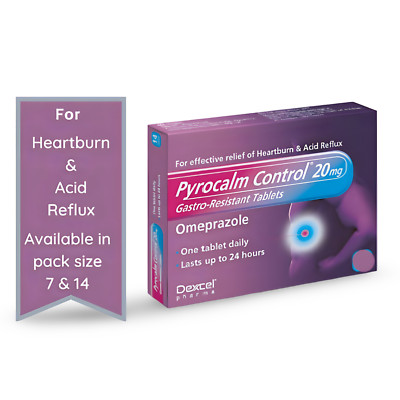 Pyrocalm Control 20mg Tablets for Heartburn & Acid Reflux (7 or 14 ...