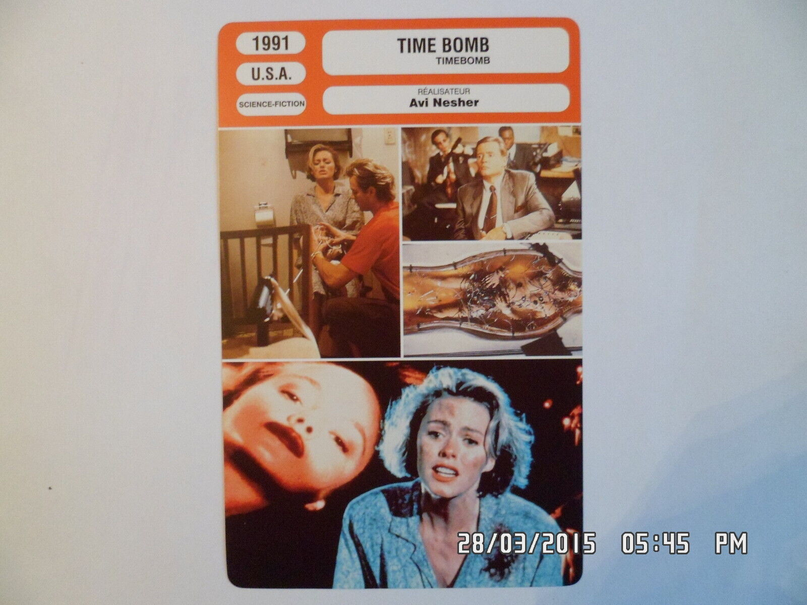 CARTE FICHE CINEMA 1991 TIME BOMB Michael Biehn Patsy Kensit Robert ...