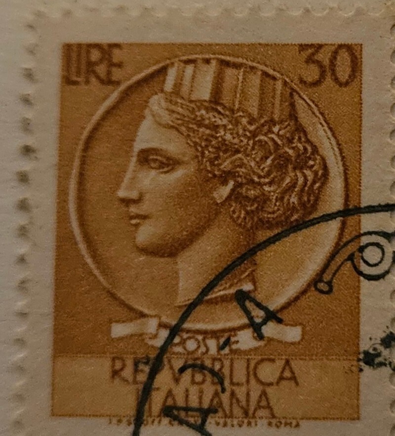 #1570, Italy Repvbblica Italiana (1954) 30 Lire VINTAGE STAMP, (RARE ...