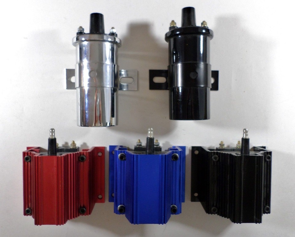 RED SMALL BLOCK CHEVY Small HEI Distributor+Chrome Coil+PLUG WIRES ...