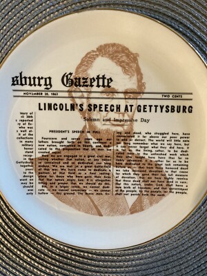 Vtg Lincoln Gettysburg Address Speech Newspaper Gazette Printed Plate ...