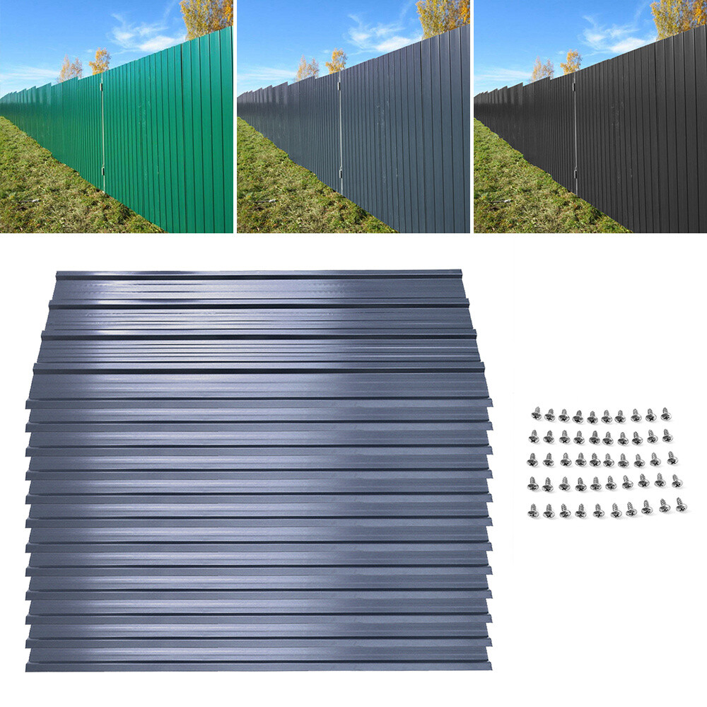 Corrugated Tin Wall Panels Grey Set Of 12 Steel Corrugated Panels For