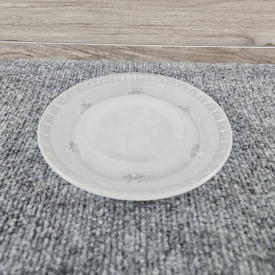Vintage Frosted Glass Plate with Embossed Bees & Textured Rim | eBay