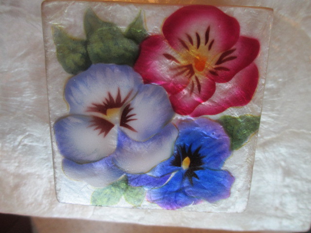 1224 * PANSY ~ CAPIZ SHELL TRINKET BOX | eBay