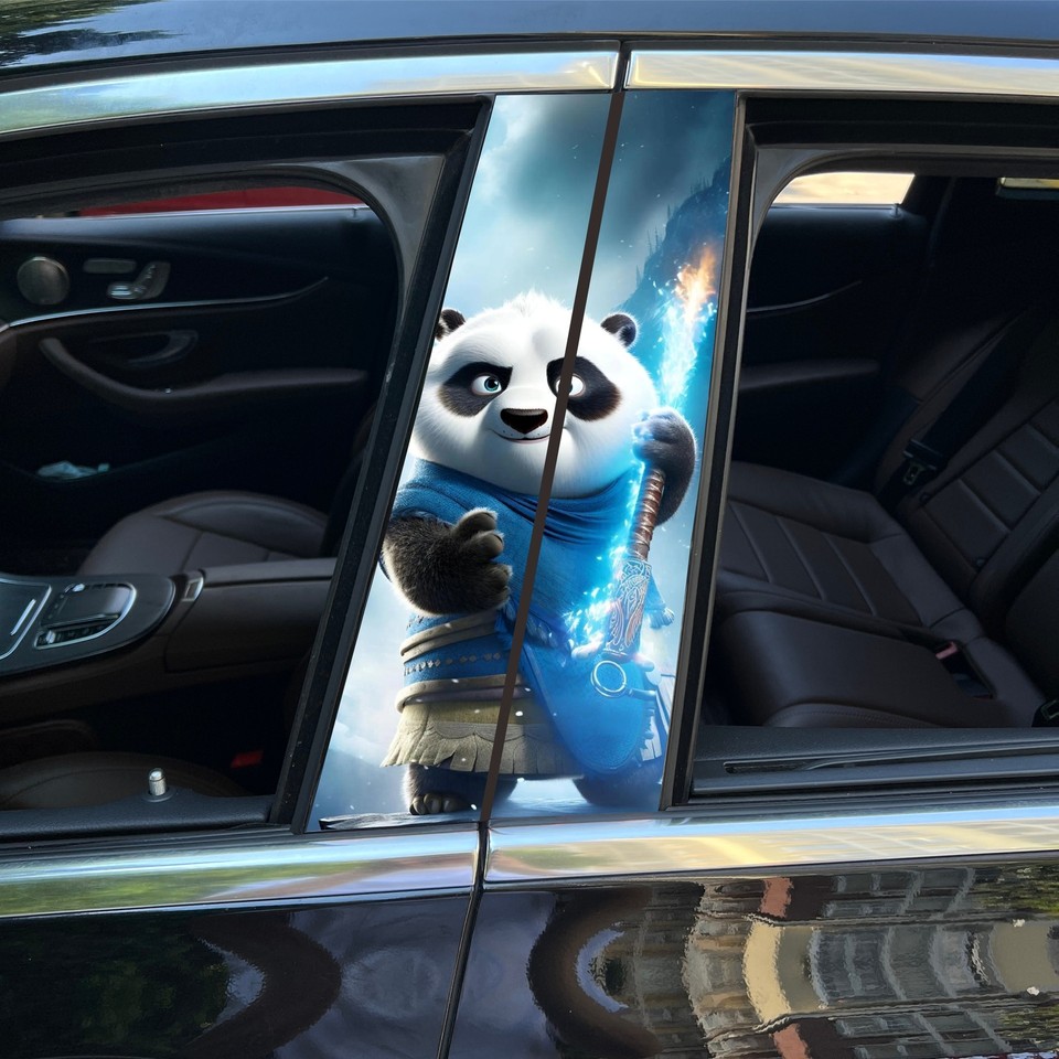 Car Center Pillar Sticker Car Door Pillar Decals Black Wolf Engulfed In ...