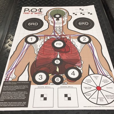 100 THICK Paper Targets Range Gun Pistol Rifle Skeleton w/ Vital Organs ...