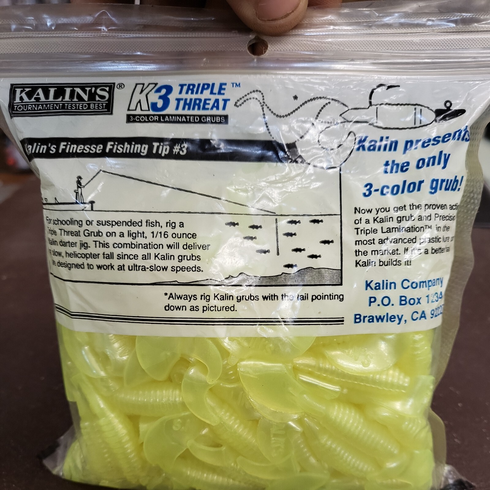 Kalin 3" Lunker Grubs Chartreuse Pearl 100ct Bag | eBay