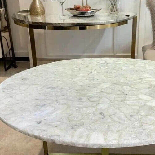 30" Round White Quartz Table Top Handmade Cafeteria Luxury Furniture ...