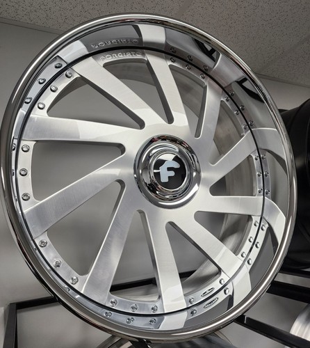 26" Inch Brushed Forgiato Twisted Concavo 5x115 5x120.7 XL Floating Cap ...