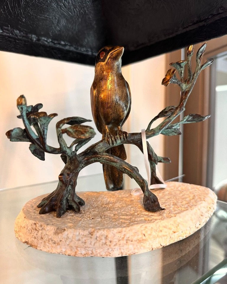Exquisite Brass Magpie Sculpture with Variegated Shell Inlay by ...