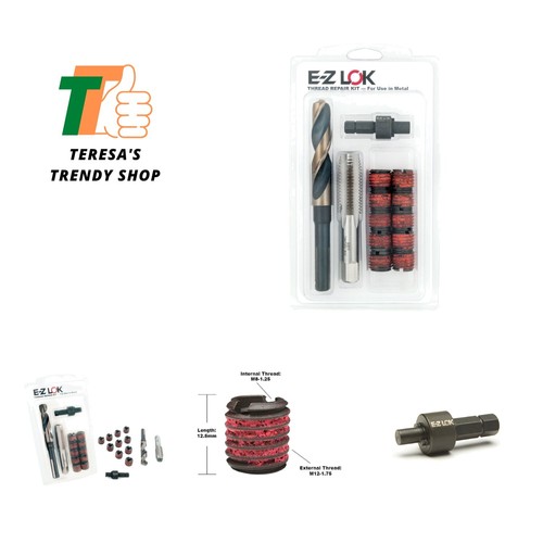 Threaded Inserts for Metal; M8-1.25 Installation Kit, Steel, Black ...