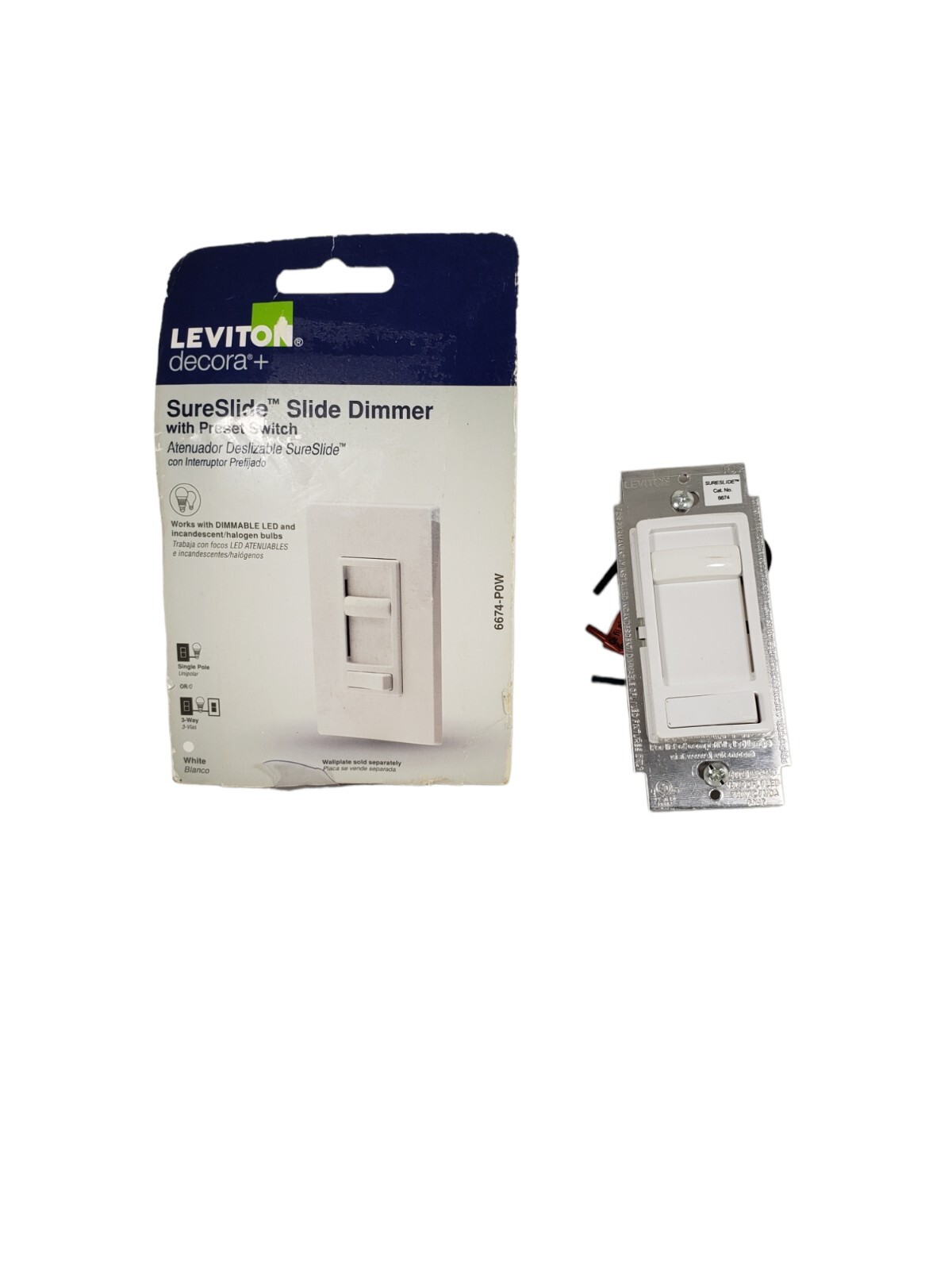 1 Pack Leviton SureSlide Slide Dimmer CFL LED UNIVERSAL - 6674 White | eBay