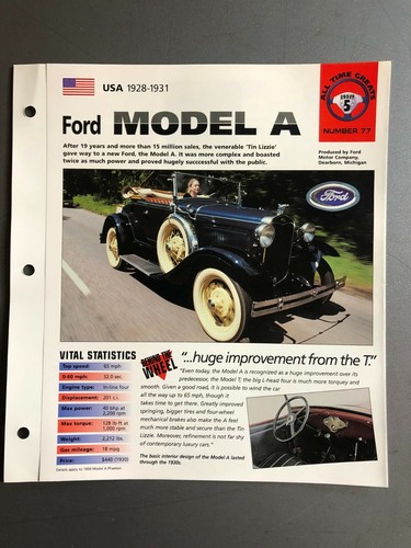 1928 - 1931 Ford Model A Convertible IMP Hot Cars Spec Sheet / Folder ...