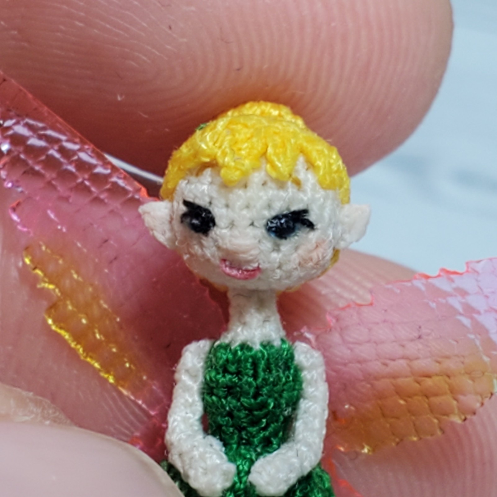Tiny Tinker Bell Fairy. Crocheted doll Miniature. Micro Disney. Microtoysby | eBay