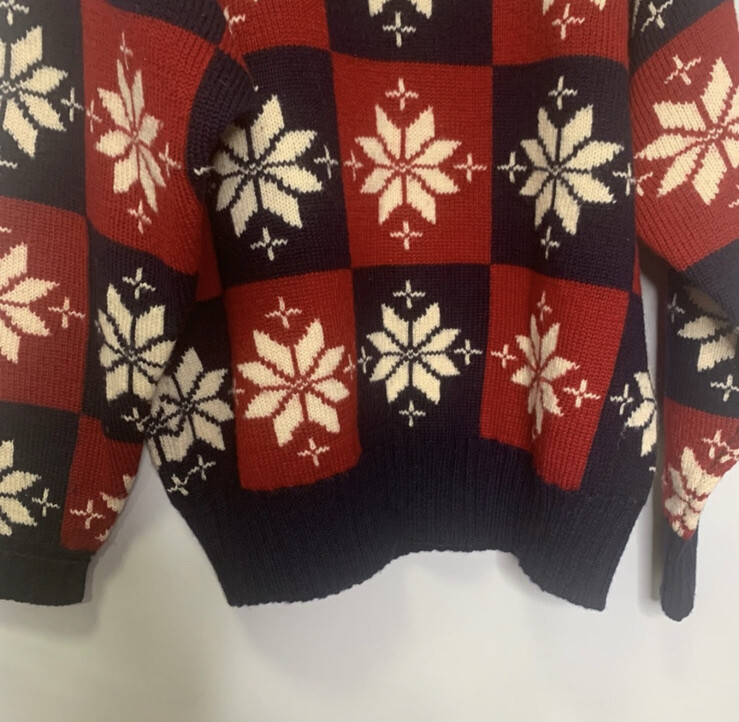 Faconnable Men’s Red White Blue 100% Wool Crew Neck Fairisle Nordic ...