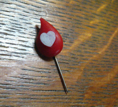 Blood Drop White Heart Vintage Lapel Stick Pin - Red & White Blood ...