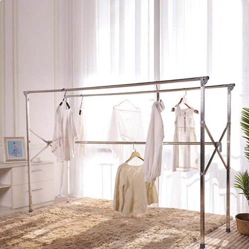 H-Type Metal Clothes Drying Rack 79"Extended Length Foldable Garment ...