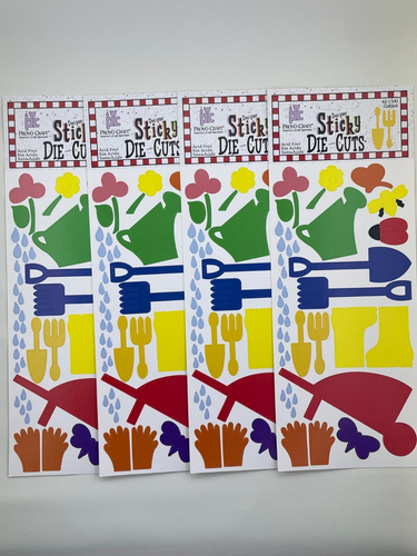 PROVO CRAFT Sticky Die Cuts Designer Garden x4 Sheets Wheelbarrow ...