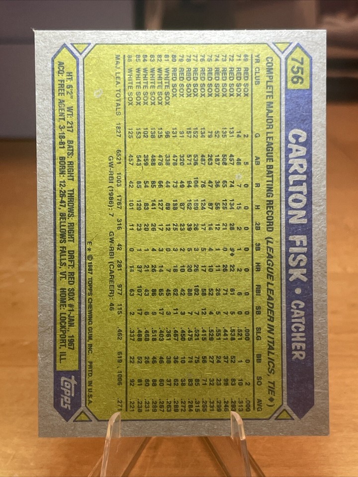 1987 Topps - #756 Carlton Fisk - Chicago White Sox | eBay