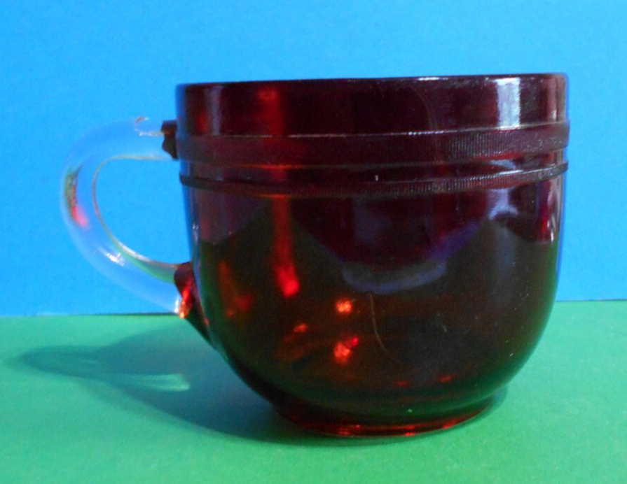 Antique Ruby Red Flash Glass Souvenir Rose City Michigan Small Cup 2 1/ ...