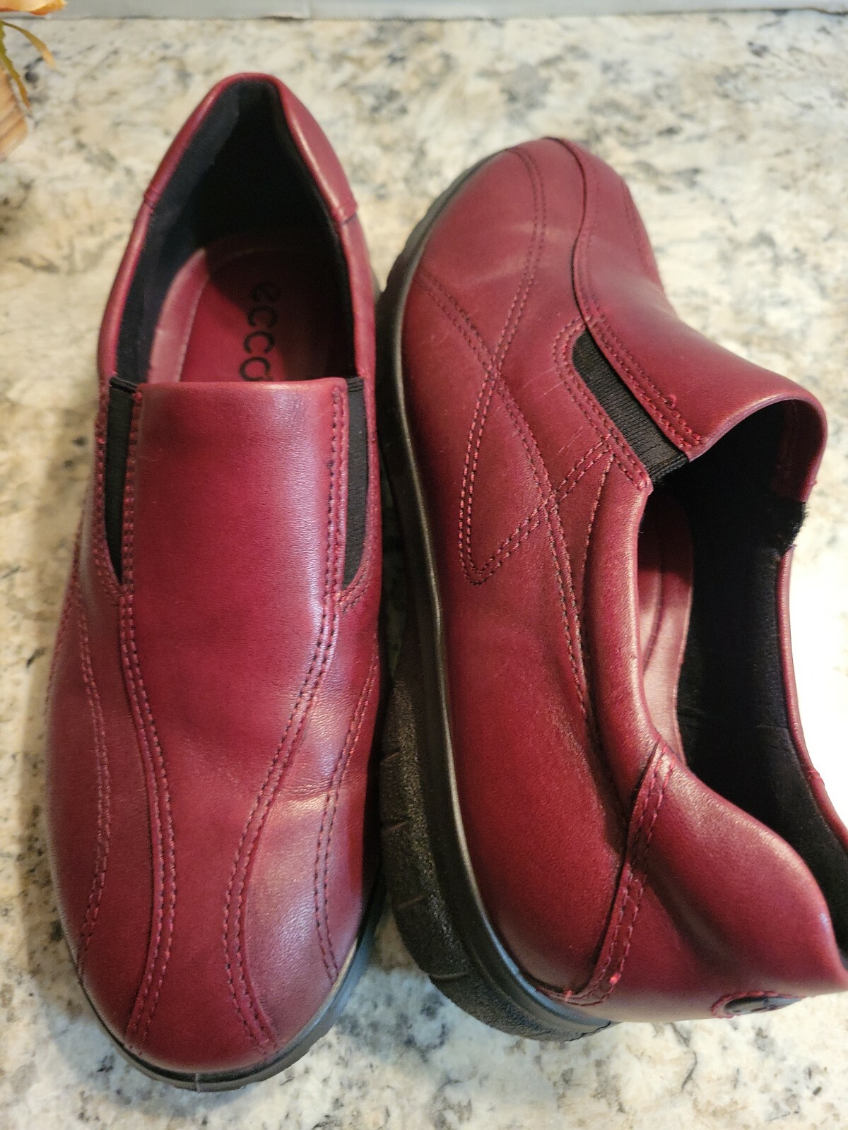 Ecco Shock Point Loafers Burgundy Leather Slip On Wed… - Gem