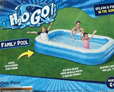 Family Inflatable Pool 8ft 7 In x 5ft 9in x 1ft 6in Blue & White Ages 6 ...
