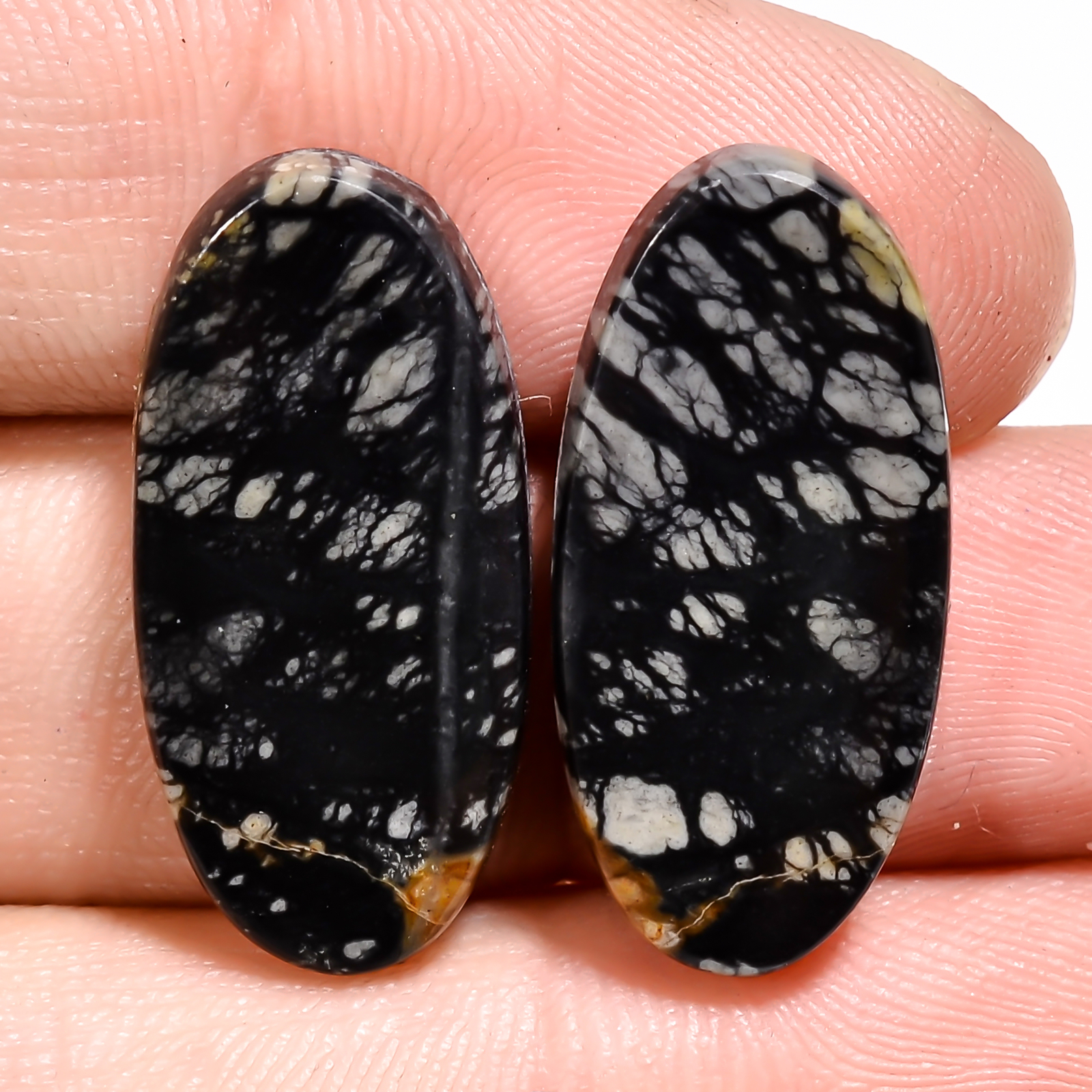 20.50Cts. 100% Natural Picasso Jasper Pair 25X12X4 MM Oval Cab Loose ...