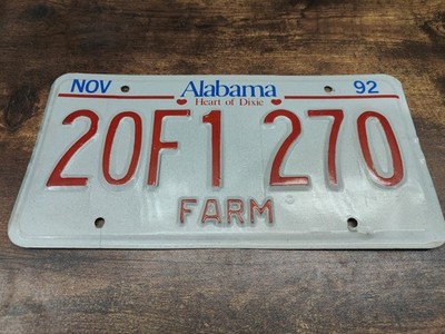 Alabama AL License Plate Tag ️ Heart Of Dixie ️ 1993 90s 1992 Farm 20 ...