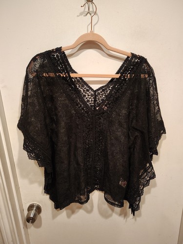 Candie's Women's Black Lace Poncho Top Sz M Whimsigoth Sheer Witchy ...