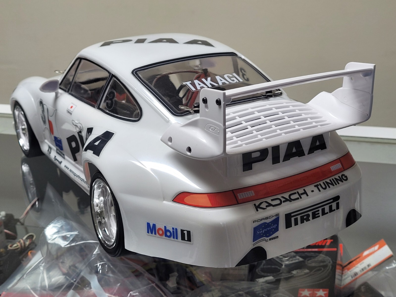 Tamiya 1/10 TA02 Chassis+Repo Porsche 911 PIAA body +Spektrum +Traxxas ...