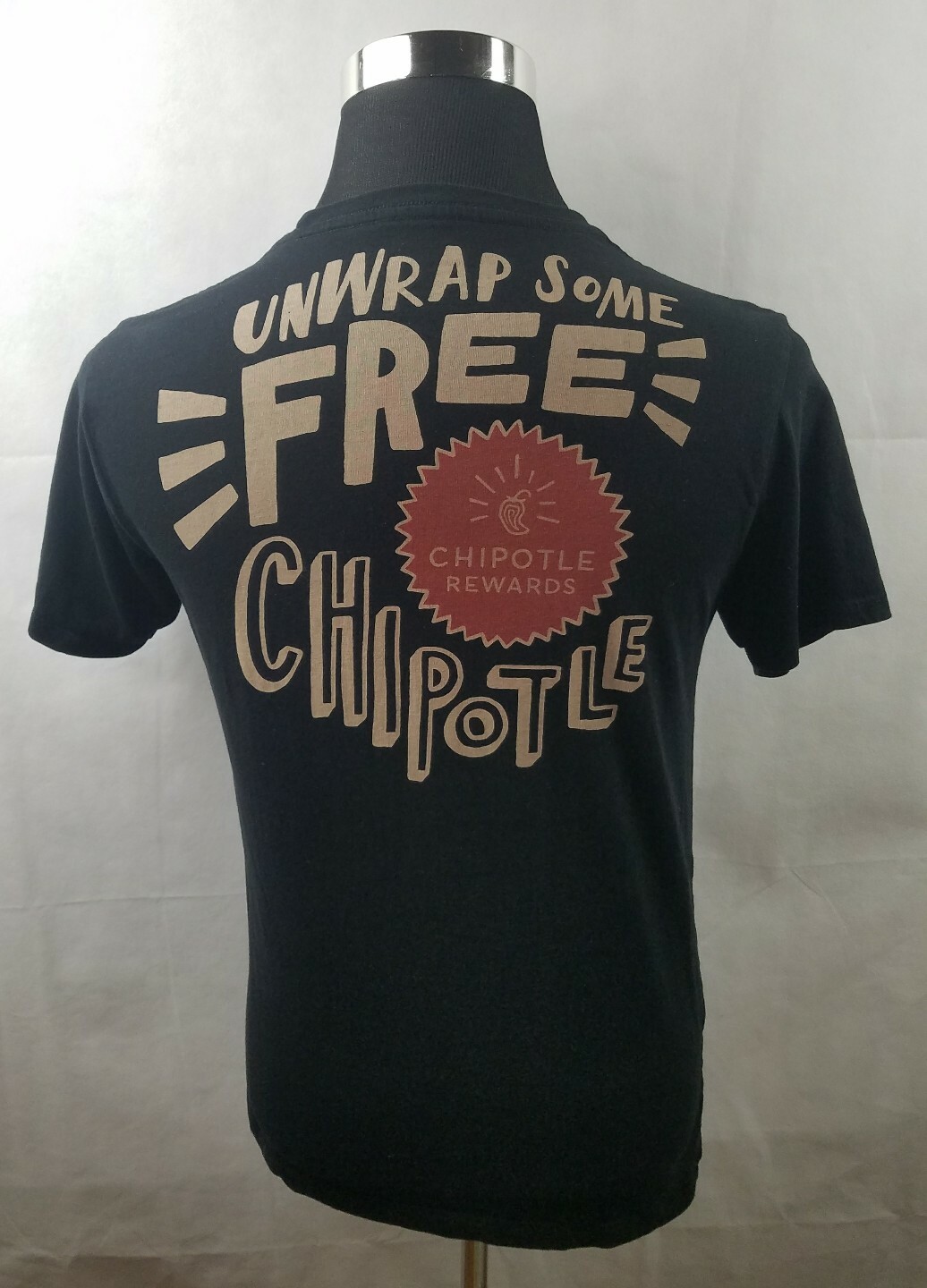 Chipotle Black T Shirt Employee Size Medium Unwrap Some Free Size Small ...
