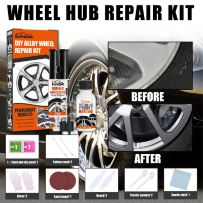 Alloy Wheel Rim Dent Scratch Repair Kit Silver Repair Adhesive Paint ...