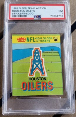 1981 Fleer Team Action Houston Oilers Stickers Logo Card PSA 7 NM | eBay