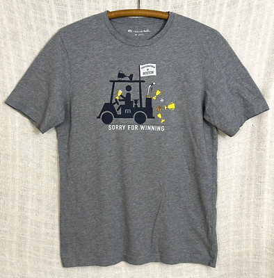 Travis Mathew Boston Men's Medium Sorry For Winning Gray S/S Graphic T ...